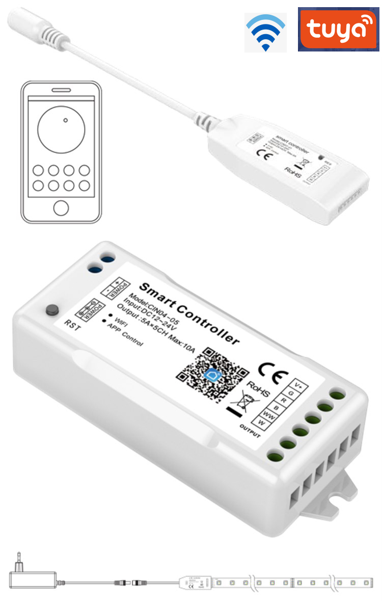 Smart WIFI LED Strip Kit With Tuya Controller Smart WIFI LED Strip Kit With Tuya Controller
